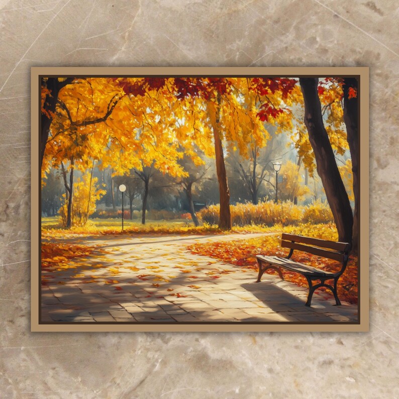 Fall Park Autumn Print, Digital Download Art, DIY Wall Decor, Autumn ...