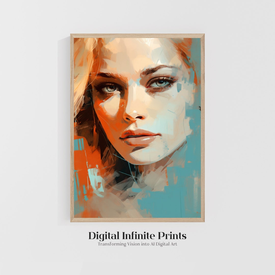Abstract Portrait Digital Download, Female Art Print, Modern Wall Art ...