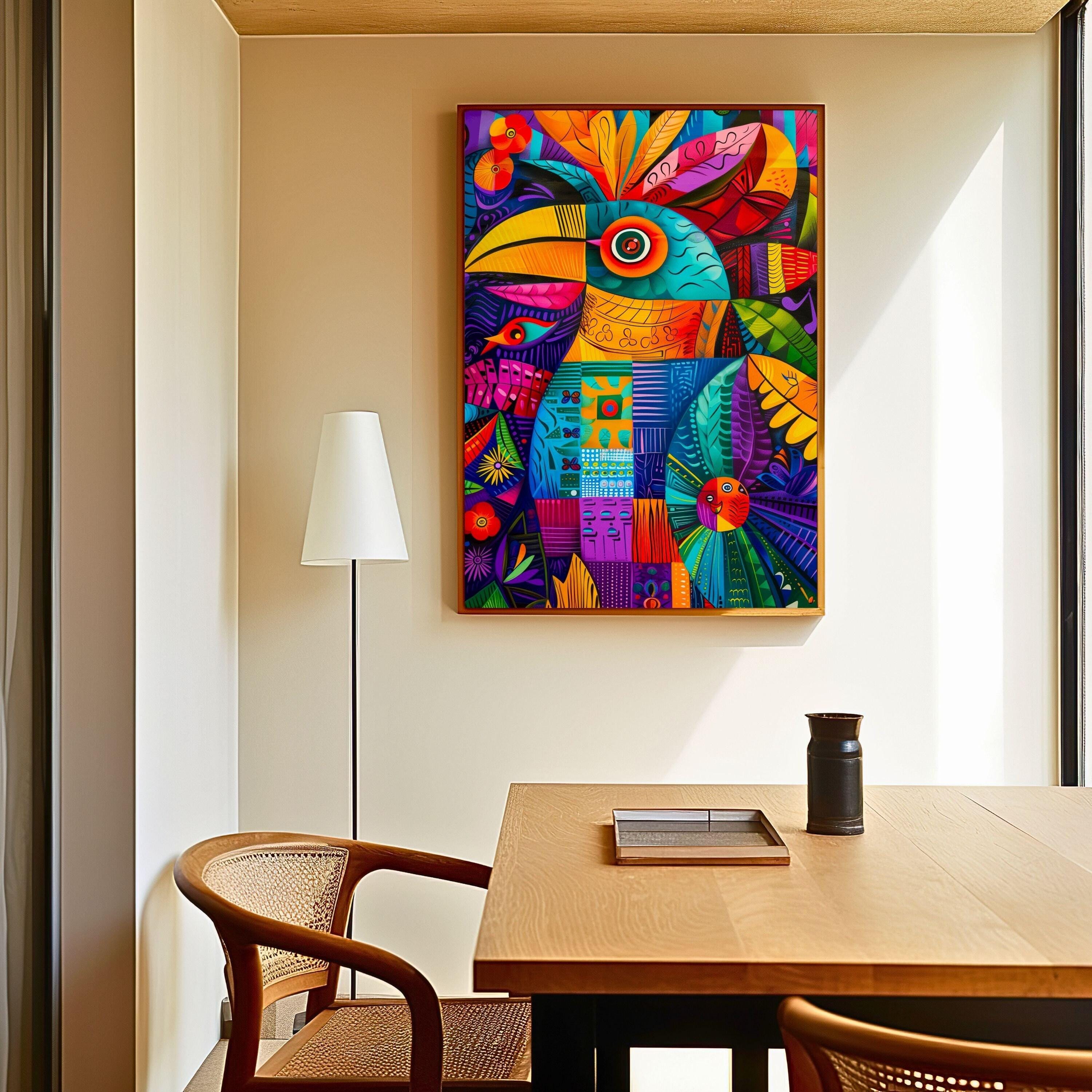 Colorful Parrot Digital Art Print, Vibrant AI Illustrated Poster ...