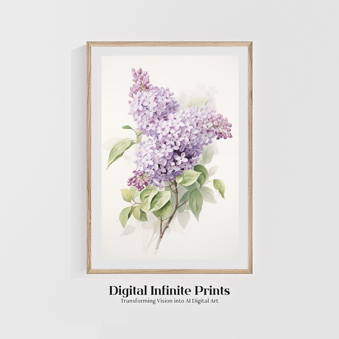 Lilac Flower Digital Art Print, Floral Wall Art, Instant Download ...