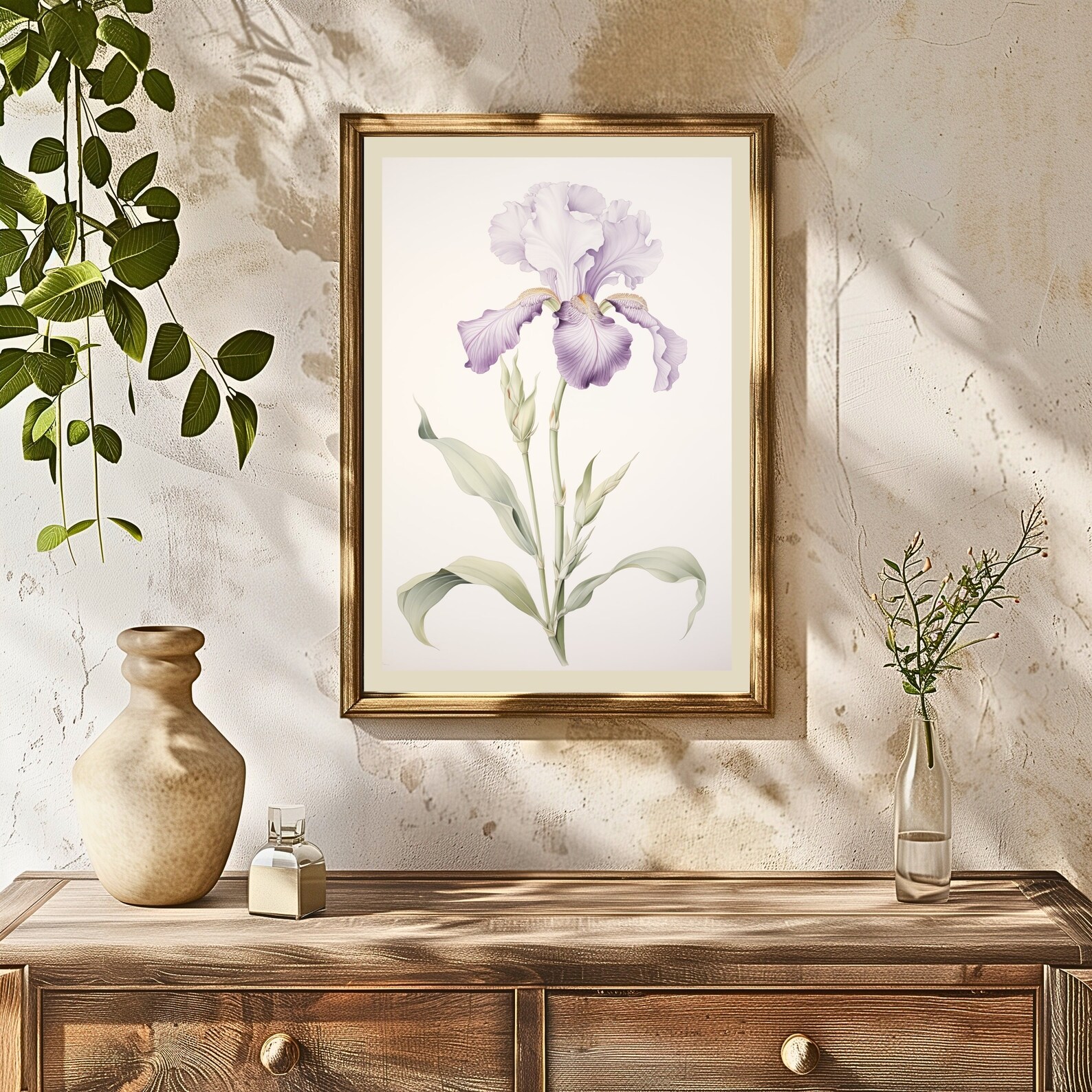Elegant Iris Flower Wall Art Print, Botanical Floral Artwork for Home ...