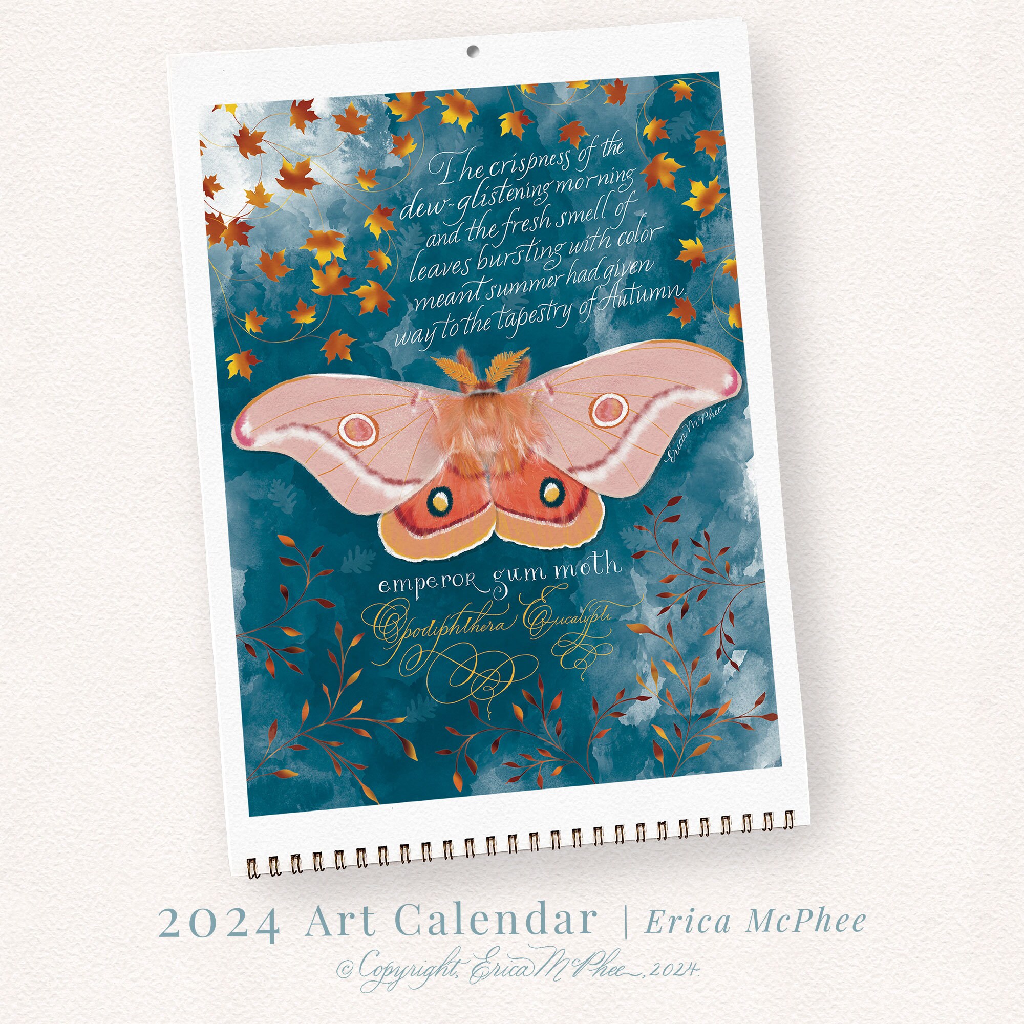 Moth Wings & Floral Things 2024 Art Calendar 2024 Moth Calendar 2024 ...