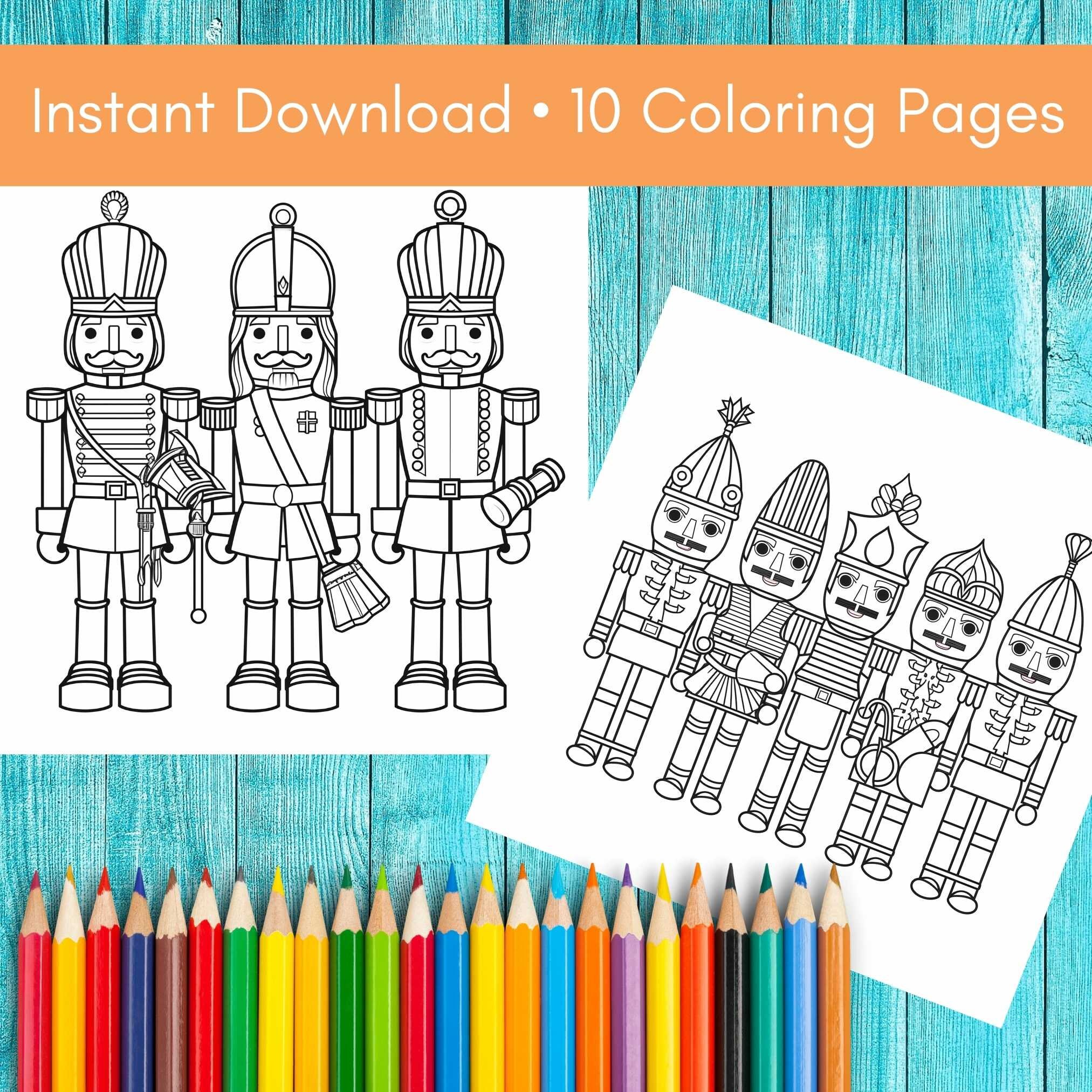 Nutcracker Coloring Pages, Printable Christmas Coloring Book, Set of 10 ...