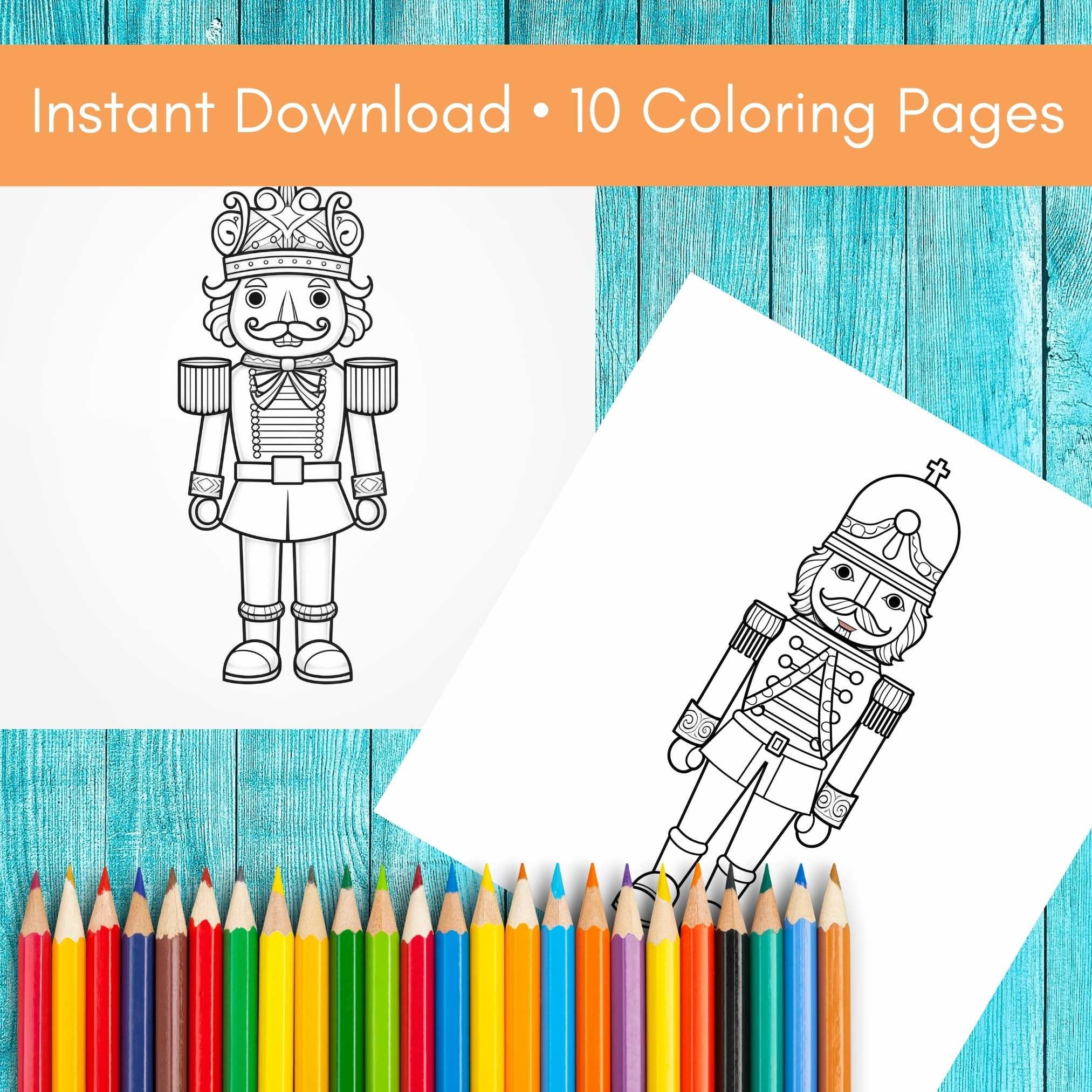 Nutcracker Coloring Pages, Printable Christmas Coloring Book, Set of 10 ...