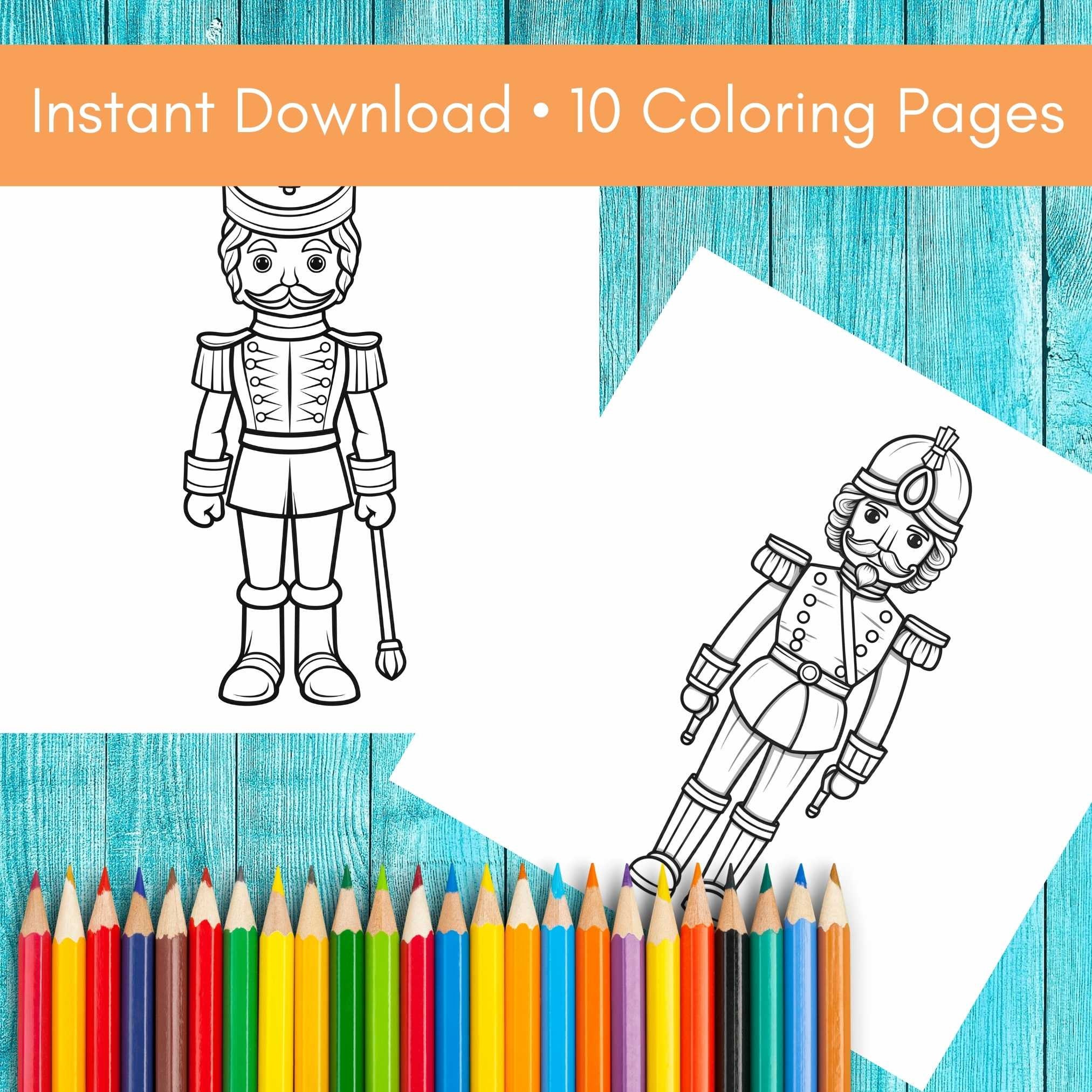 Nutcracker Coloring Pages, Printable Christmas Coloring Book, Set of 10 ...