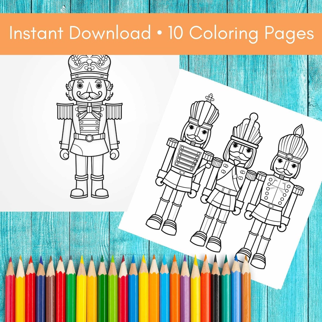 Nutcracker Coloring Pages, Printable Christmas Coloring Book, Set of 10 ...