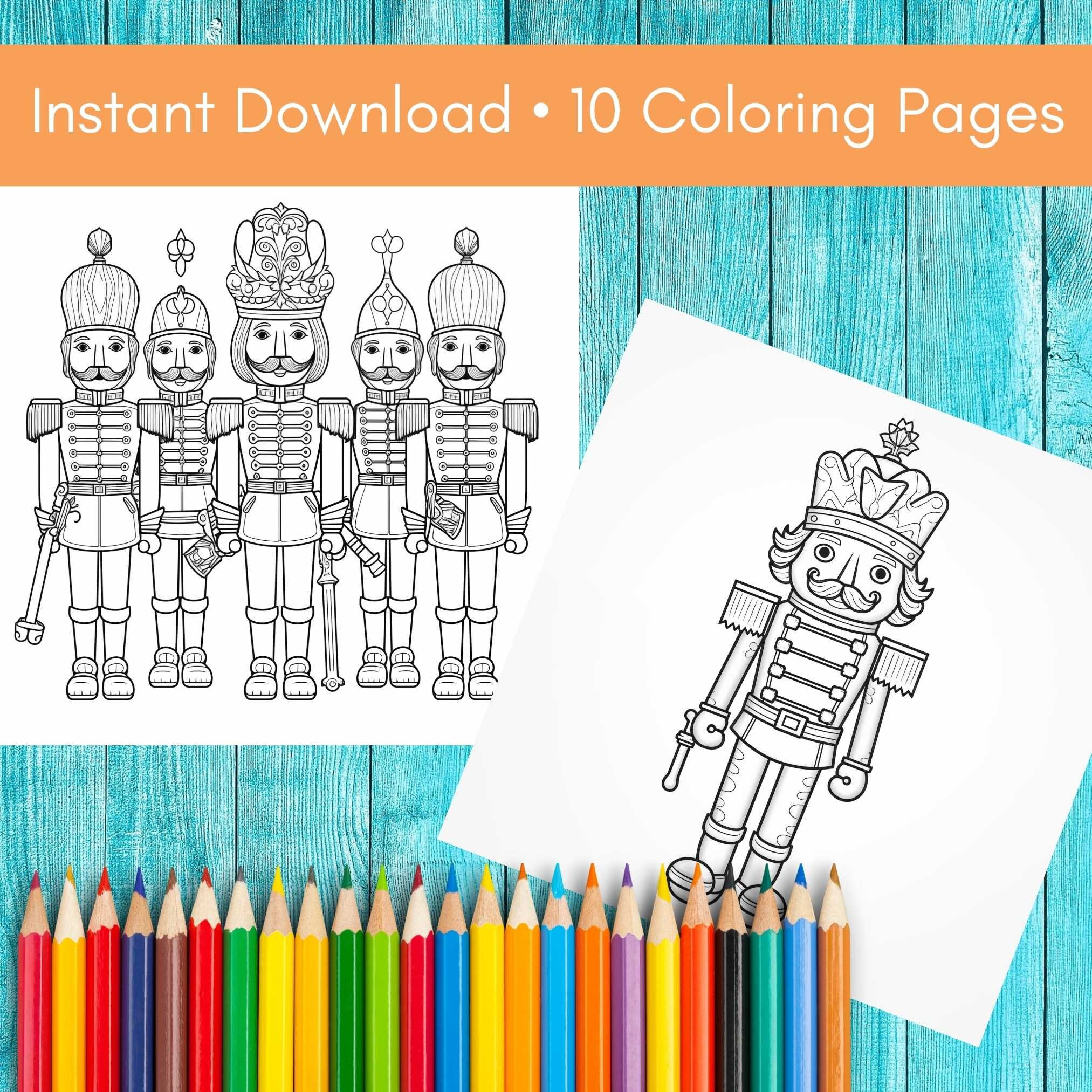 Nutcracker Coloring Pages, Printable Christmas Coloring Book, Set of 10 ...