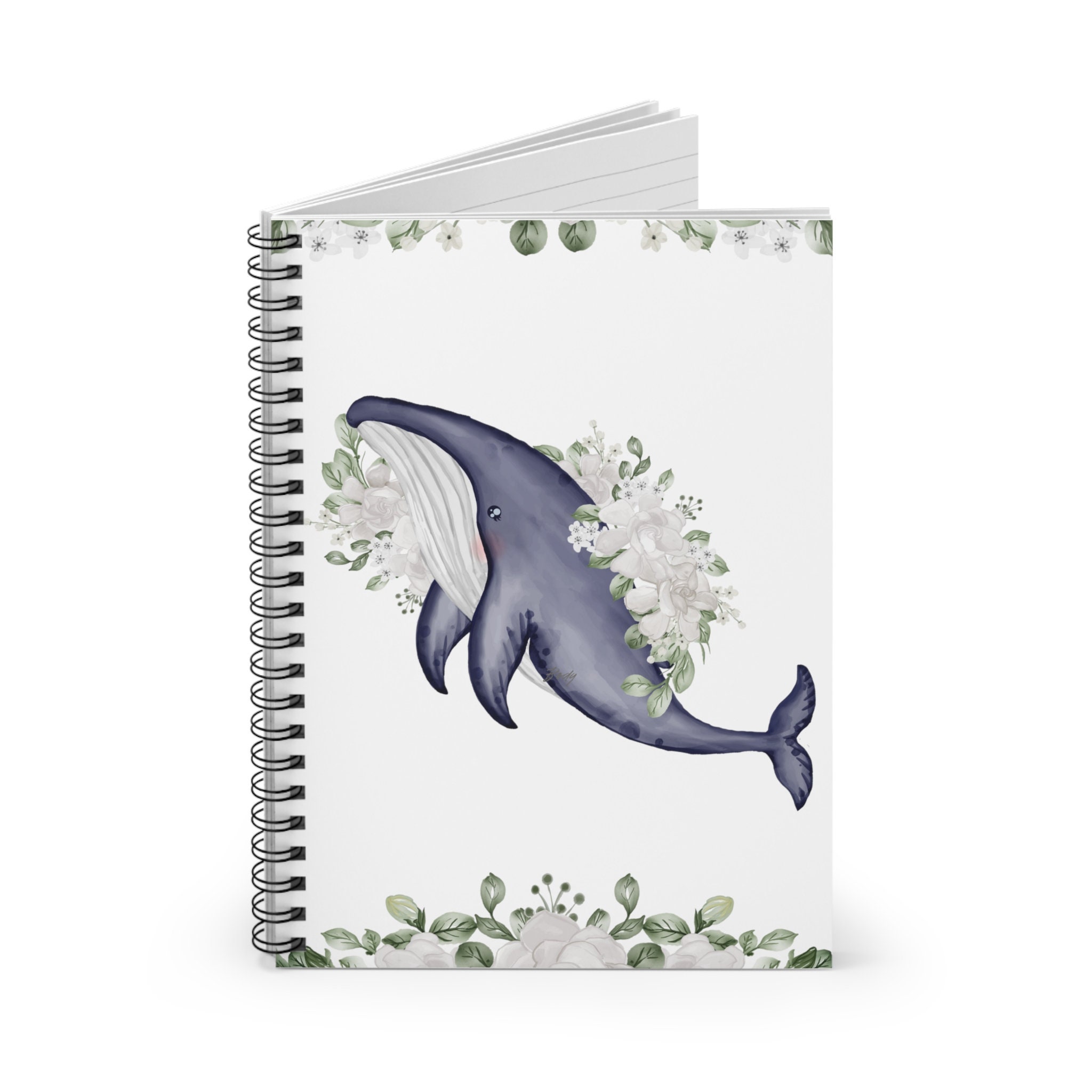 Whimsical Blue Whale Writer's Notebook - Inspire Creativity With Floral ...