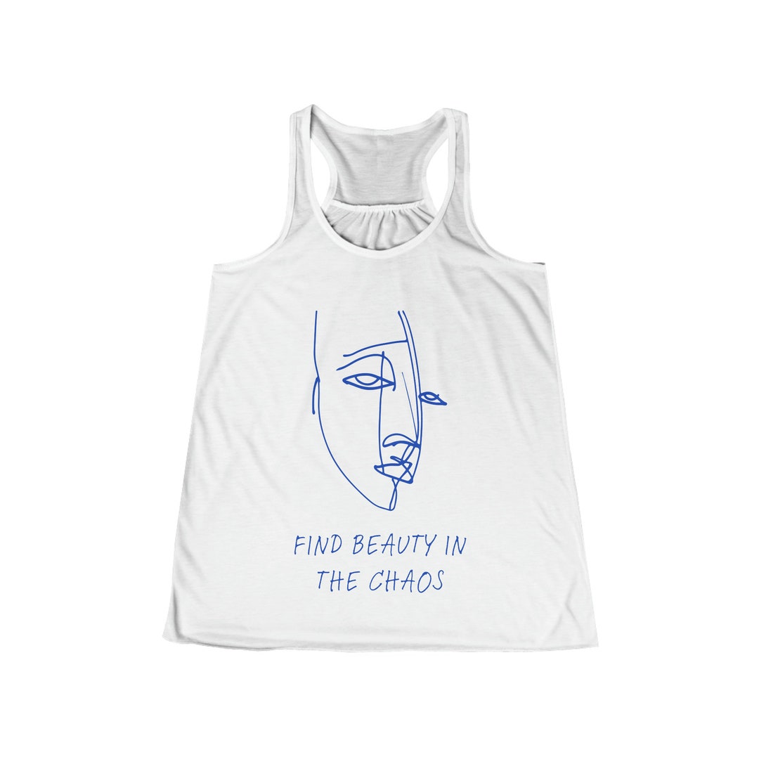 Abstract Face Line Art Tank - Minimalist Artsy Racerback for Good Vibes ...