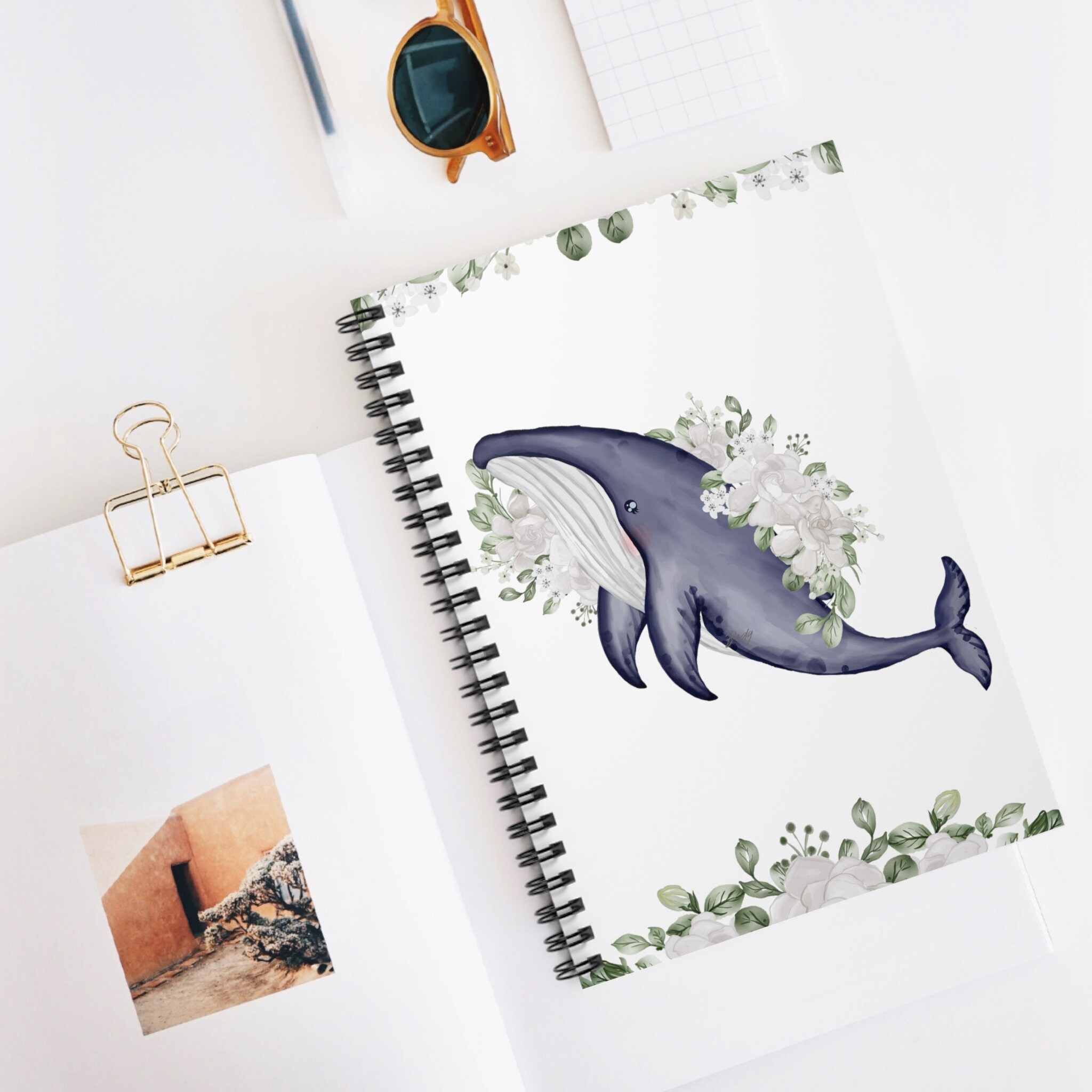 Whimsical Blue Whale Writer's Notebook - Inspire Creativity With Floral ...