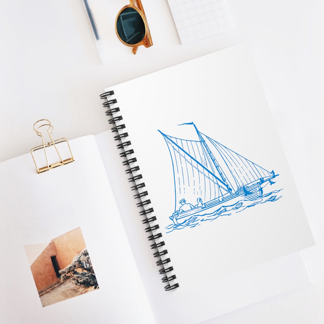 Sailboat Serenity Notebook – Tranquil Line Drawing for Nautical ...