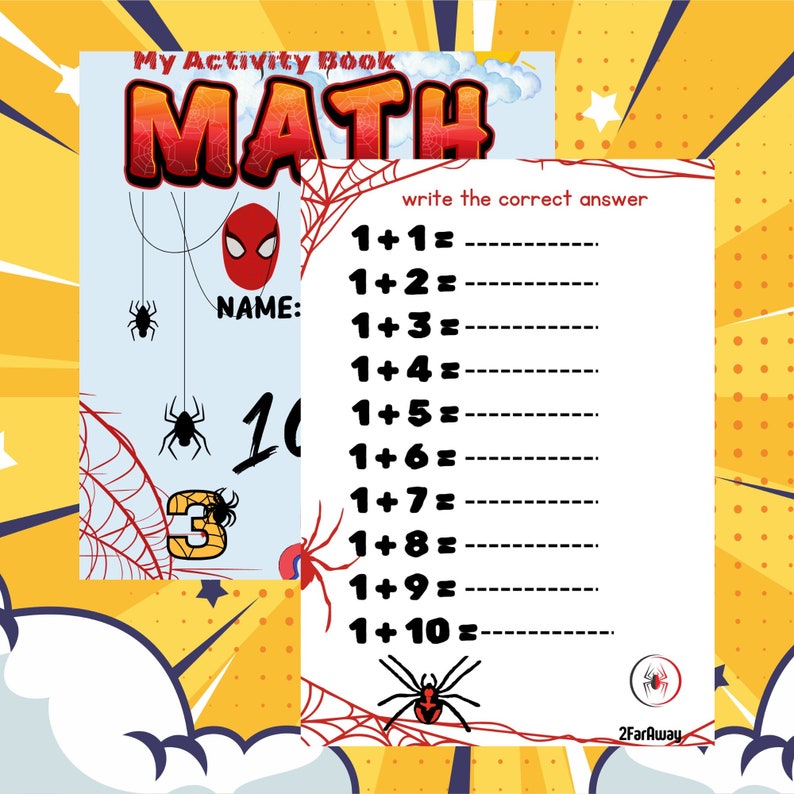 Printable Spider-man Theme Book Math Practice for Kids - Etsy
