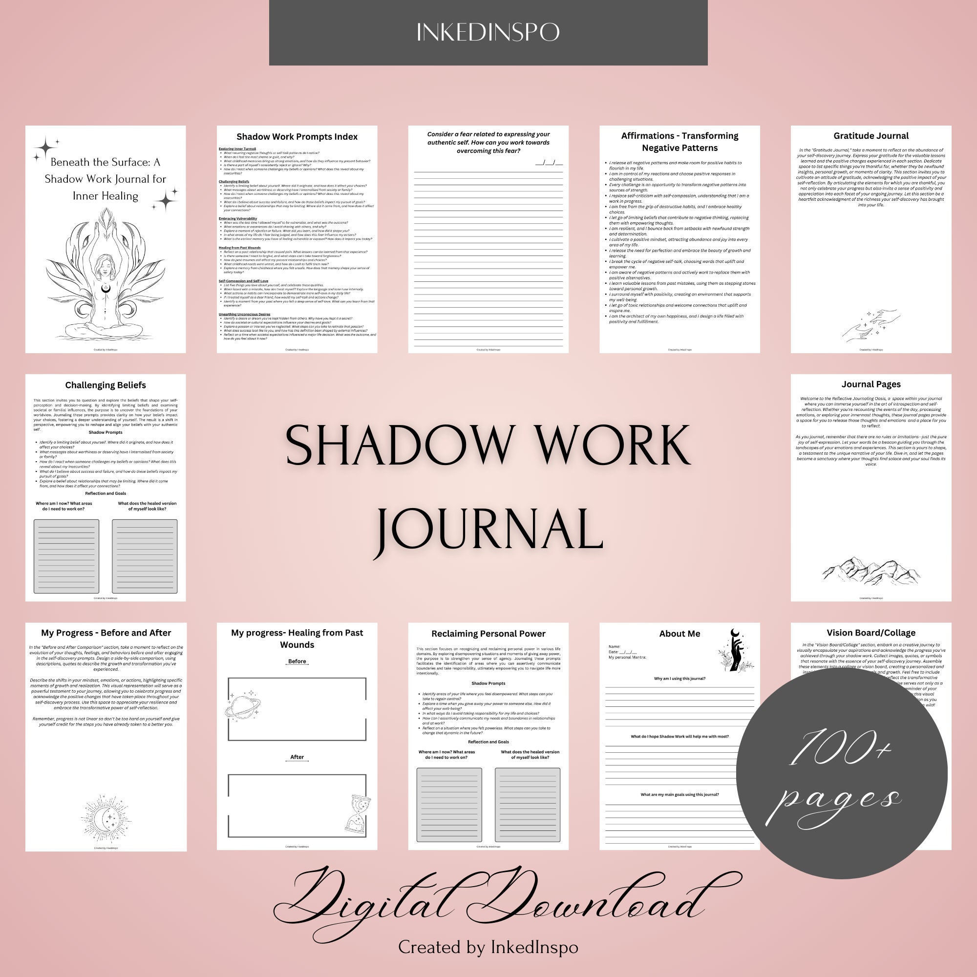 Shadow Work Journal, 100 Pages, 50 Shadow Work Journal Prompts ...