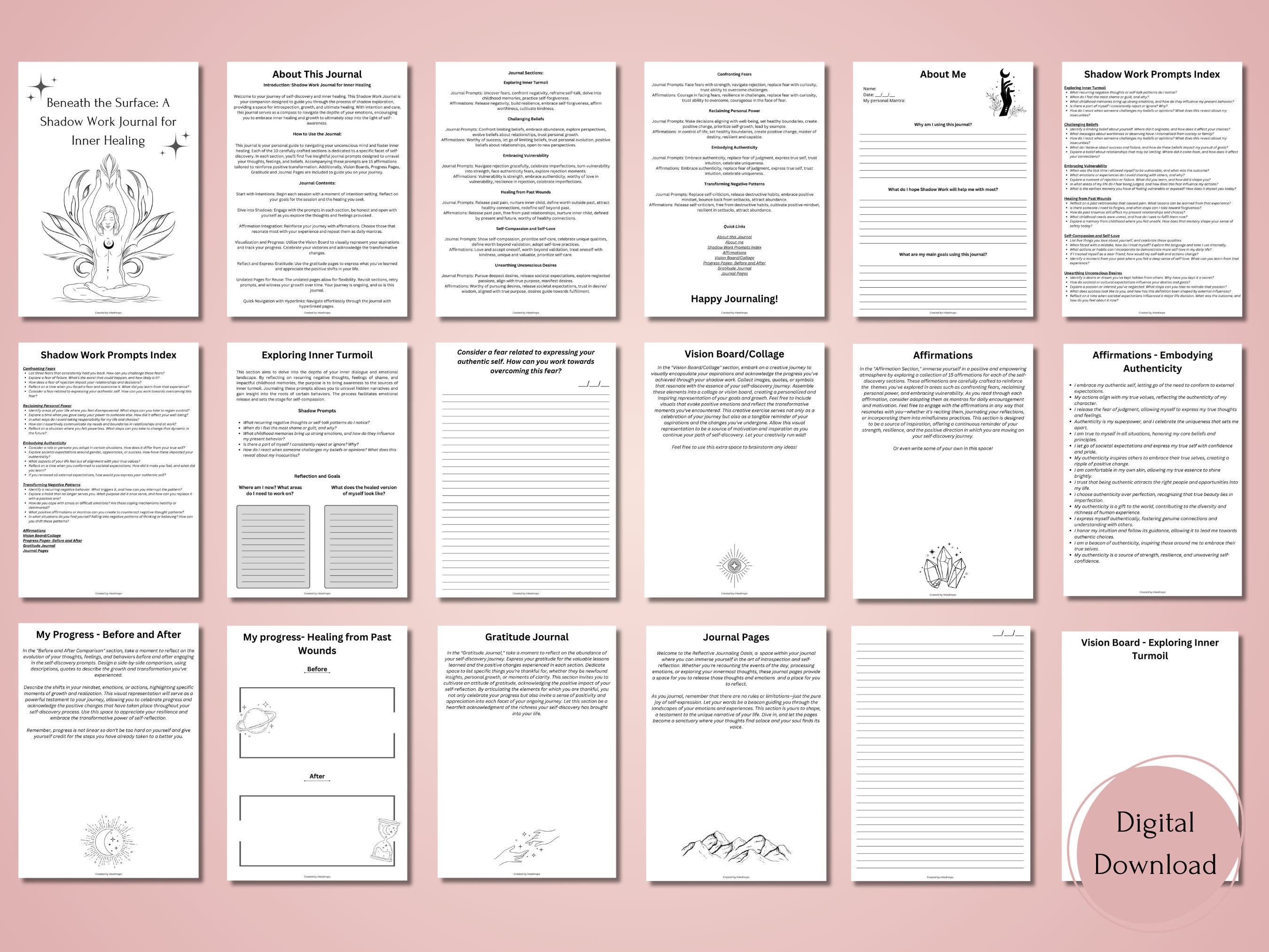 Shadow Work Journal, 100 Pages, 50 Shadow Work Journal Prompts ...