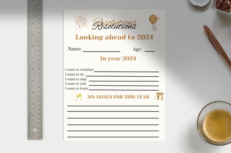 2024 New Years Resolutions, Printable New Years Resolution, 2024 ...