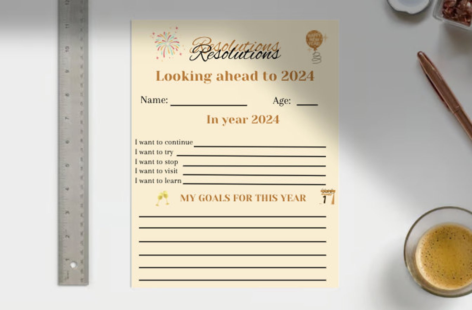 2024 New Years Resolutions, Printable New Years Resolution, 2024 ...