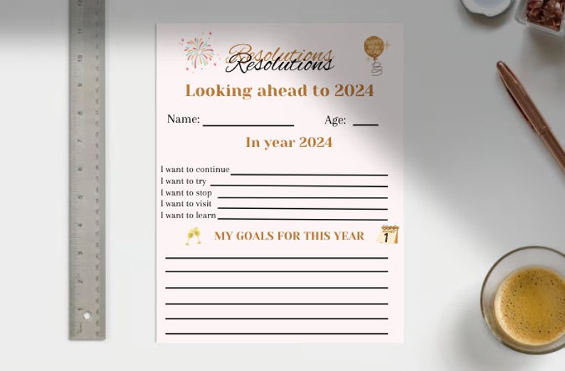 2024 New Years Resolutions, Printable New Years Resolution, 2024 ...