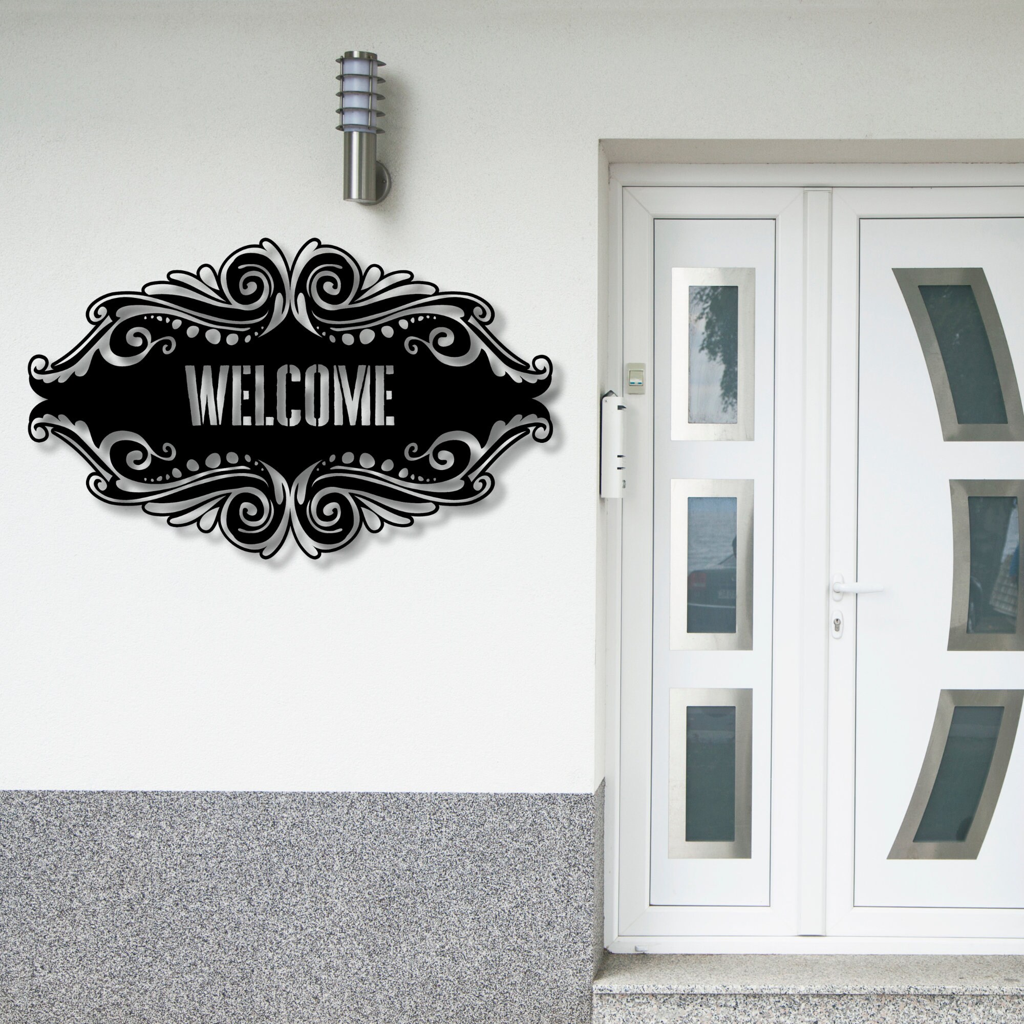 Vintage-inspired Ornate Welcome Sign Elegant Metal Wall Plaque for Home ...