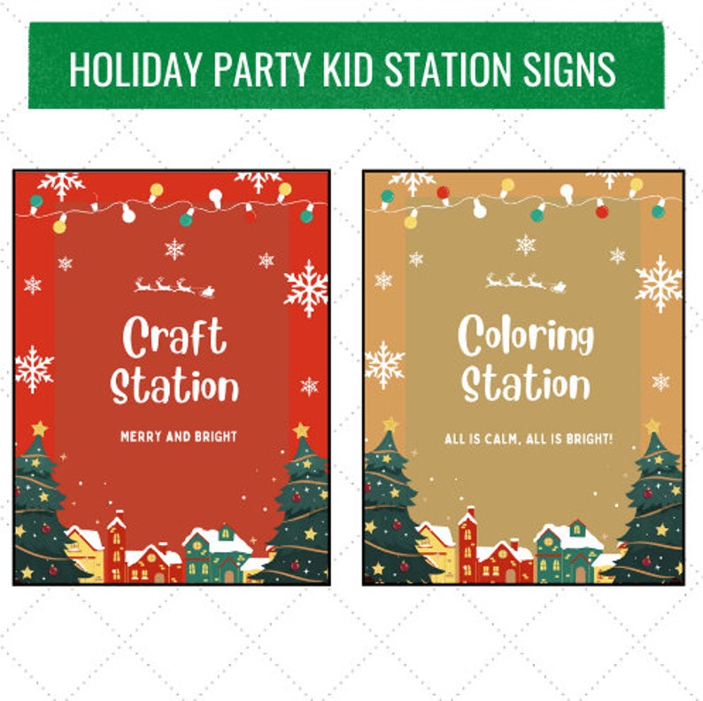Holiday Party Kid Station Signs - Etsy