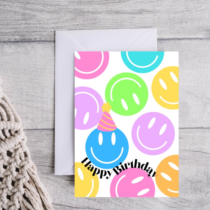 Smiley Face Card - Etsy