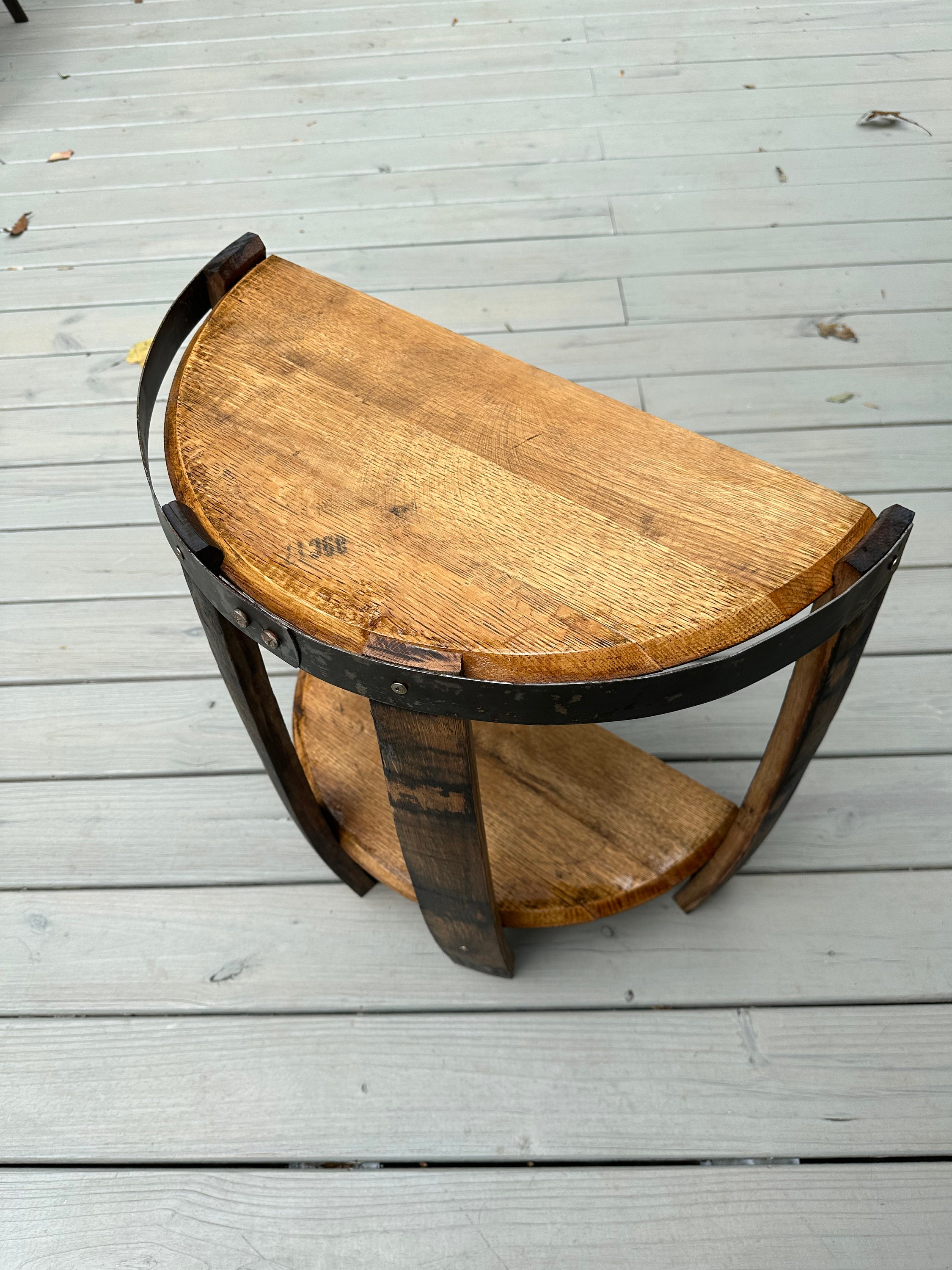 Whiskey Barrel Head 1/2 Round End Table - Etsy