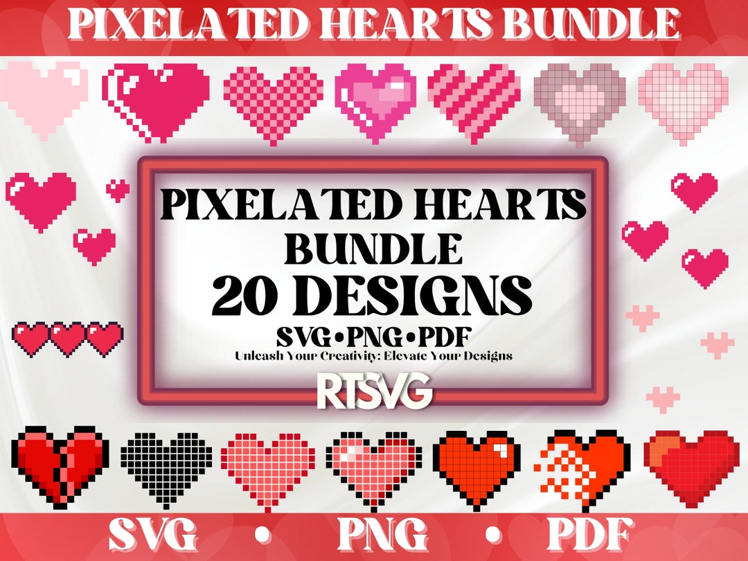 Pixelated Heart SVG, Heart Svg, Valentine Heart Svg, Valentines Design ...