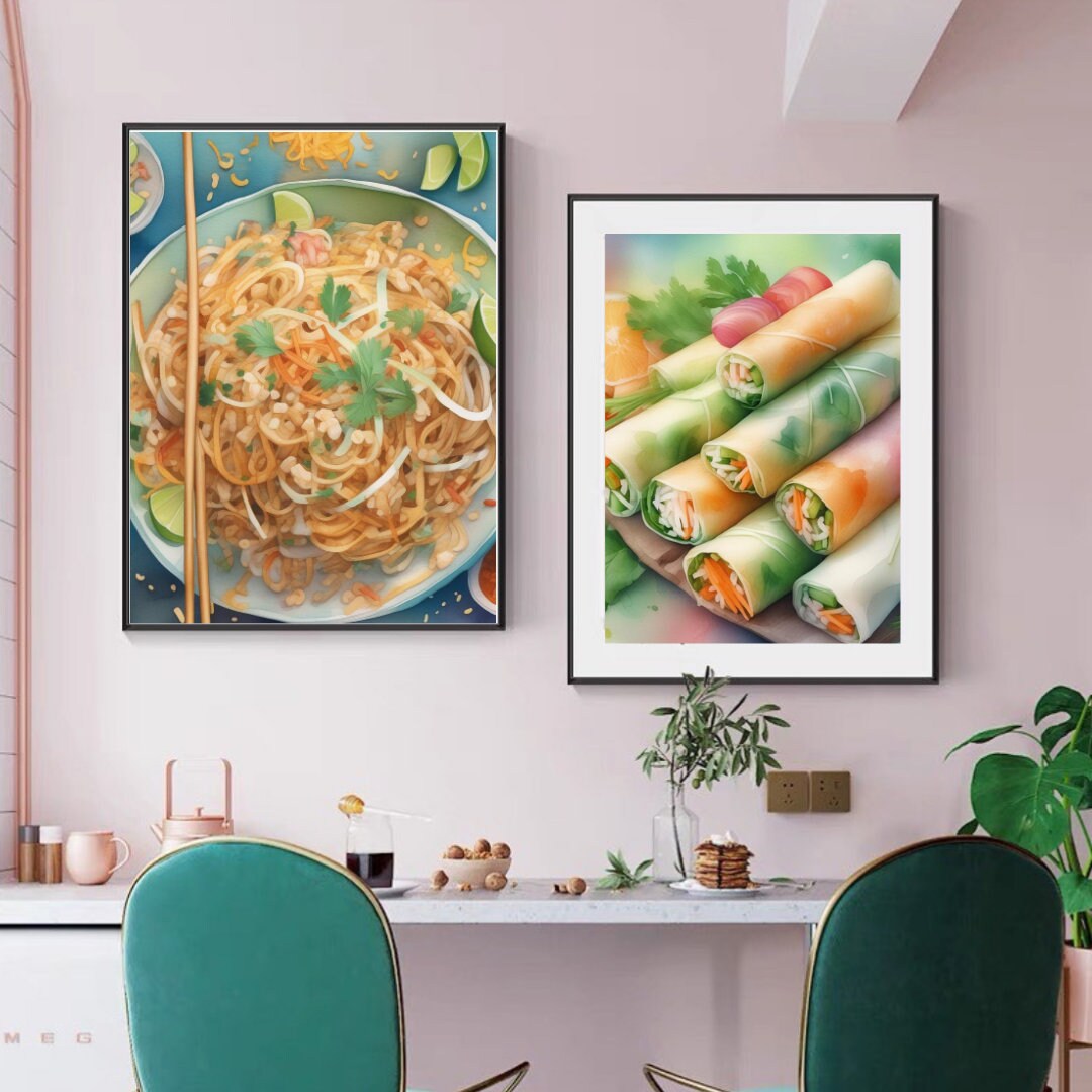 Set of 3 Thai Food AI Generated Artprint Download Printable Wallart House Warming Gift Cheap ...
