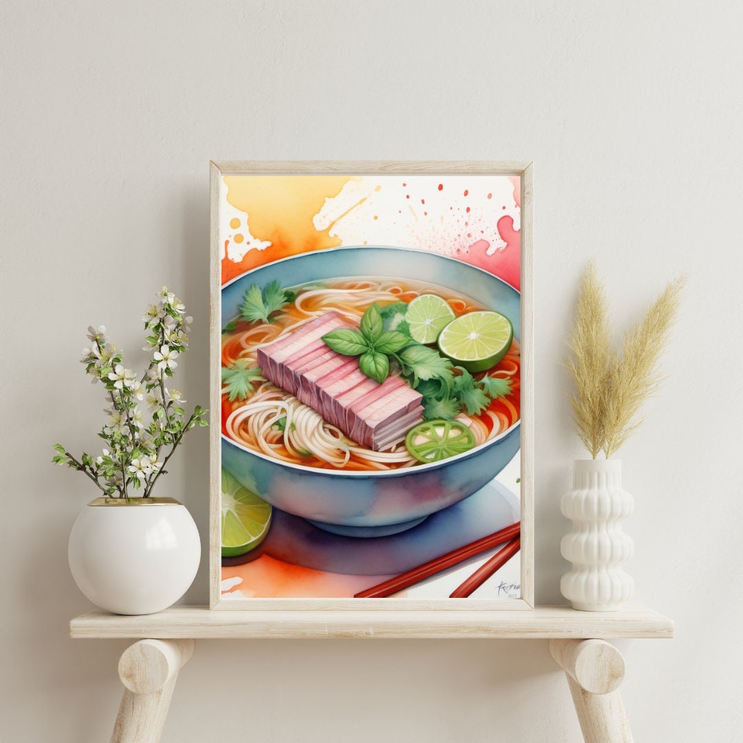 Set of 7 Vietnamese Food AI Generated Artprint Download Printable Wallart House Warming Gift ...