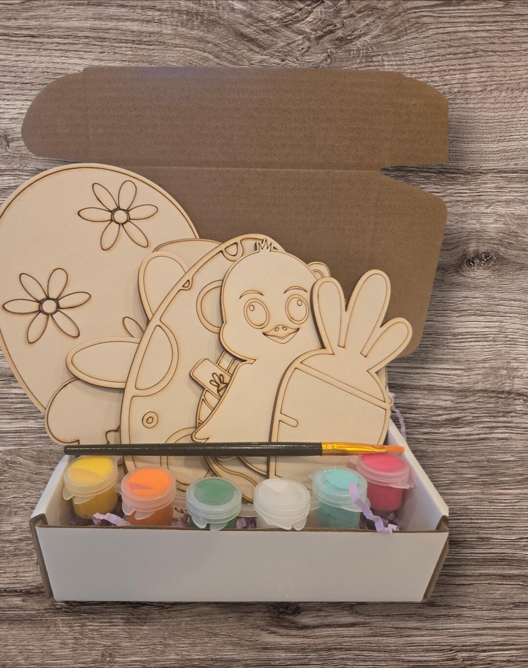 DIY Easter Wooden Character Paint Kit: Egg, Bunny, Chick, Kids Craft - Etsy