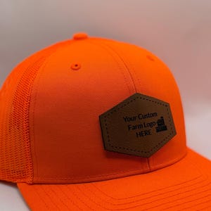 Custom Farm Logo Leather Patch Hat | Personalized Richardson 112 ...