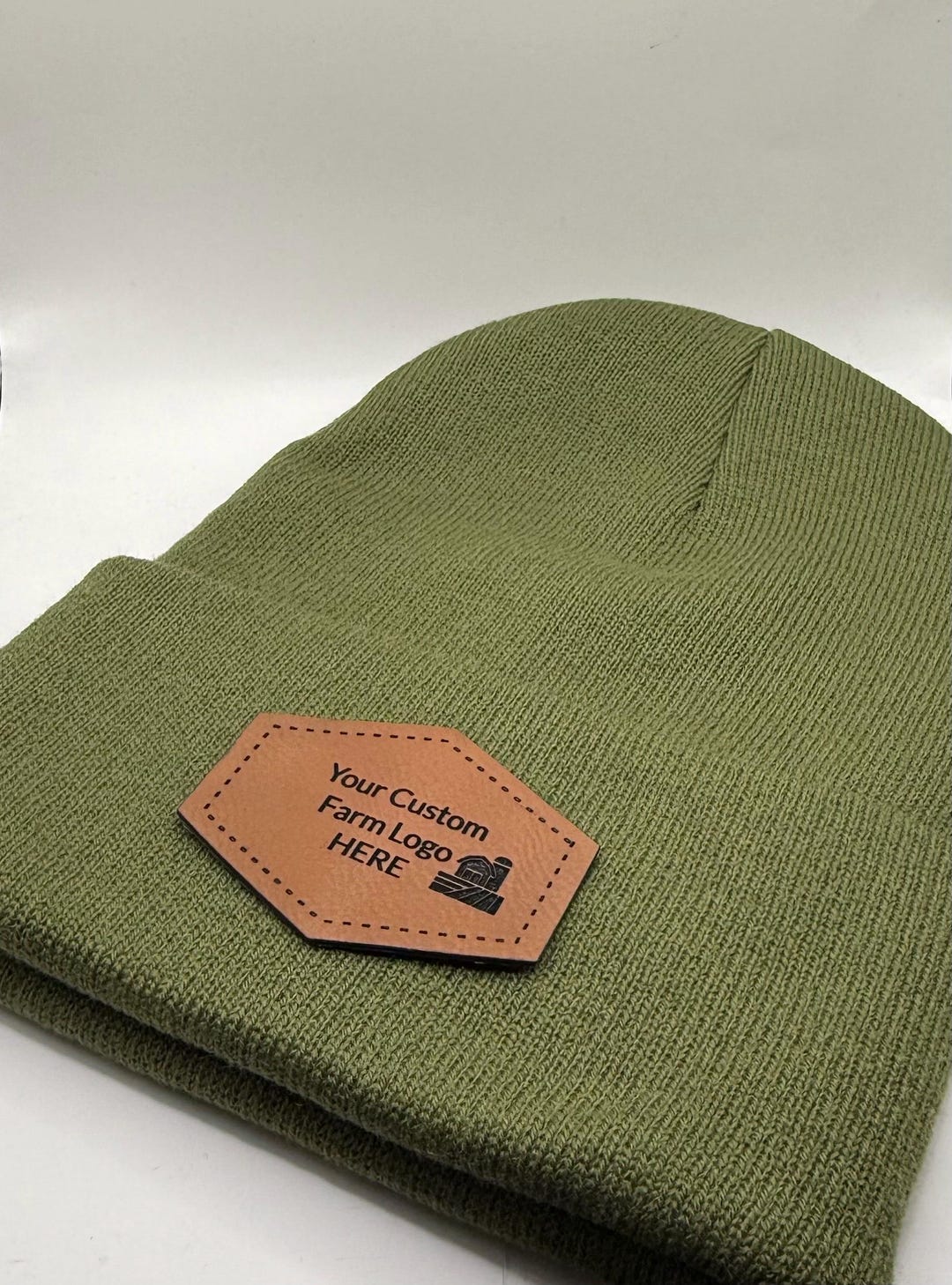 Custom Farm Logo Leather Patch Hat | Personalized Knit Beanie | Farms ...