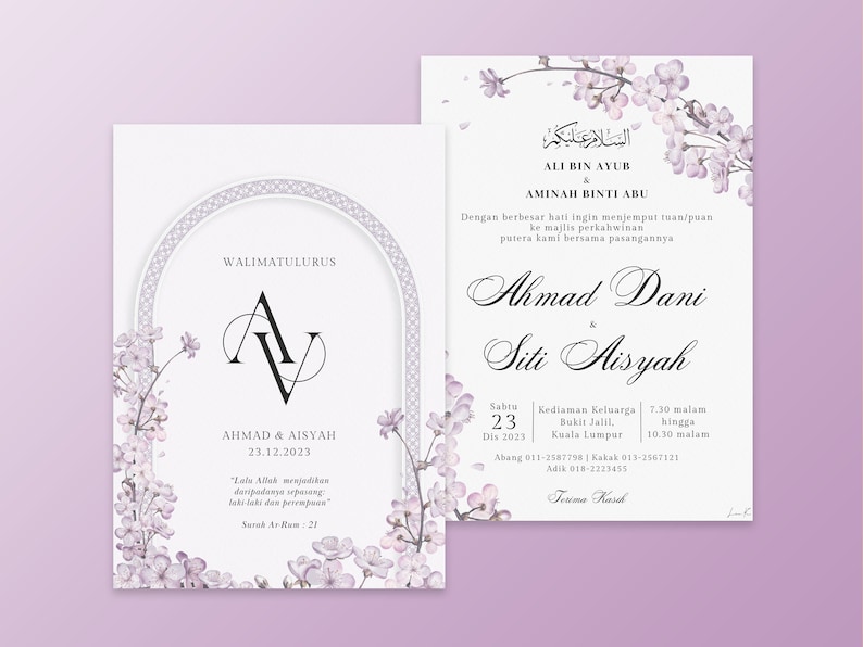 Canva Template | Wedding Invitation Template | Templat Kad Undangan ...
