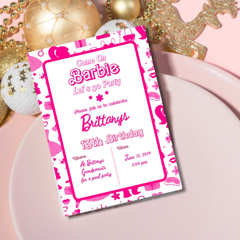 Classic Barbie Birthday Invitation: Editable Digital Invite - Etsy