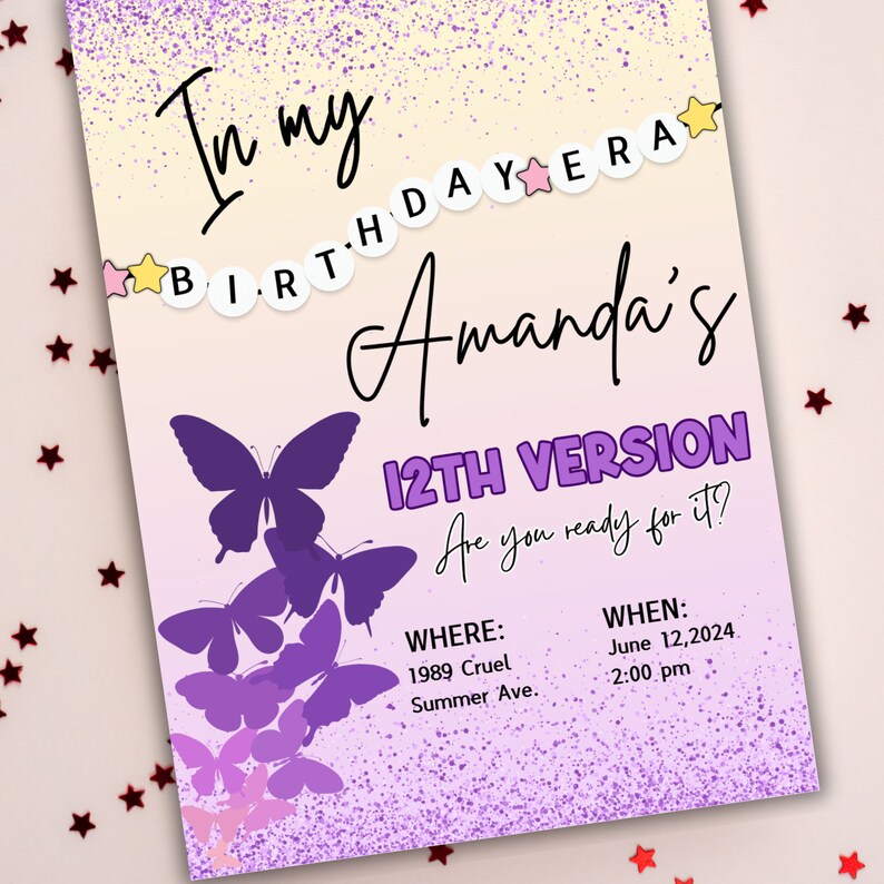 Editable Taylor Swift Invitations, Digital Invitations, in My Birthday ...