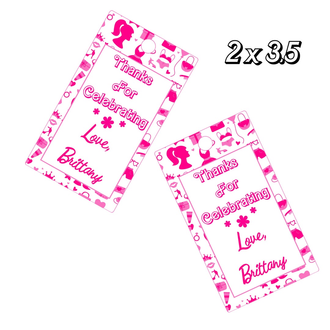 Barbie Birthday Party, Thank You Tags Editable Template, Barbie ...
