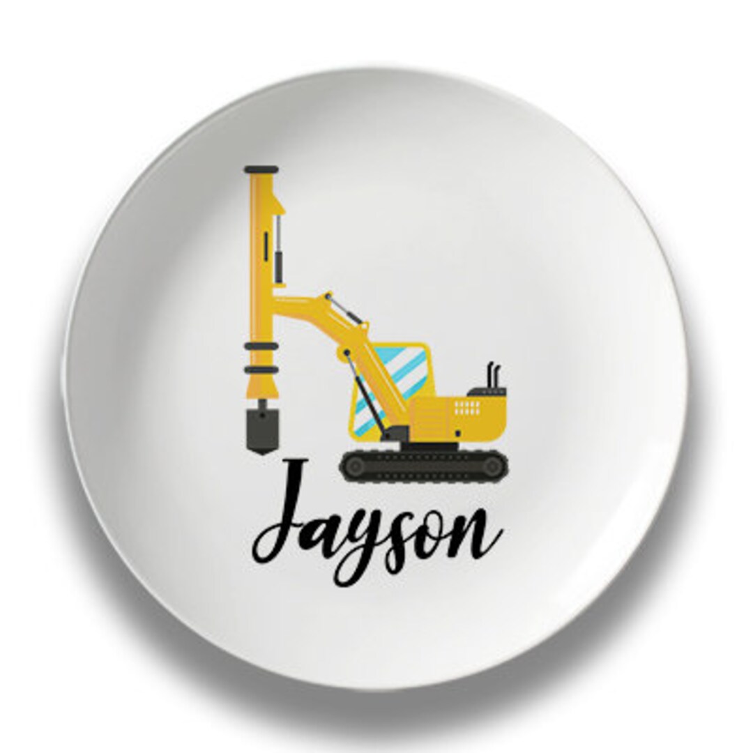 Personalized Construction Plates Drilling Crane Plates Custom Dinner ...