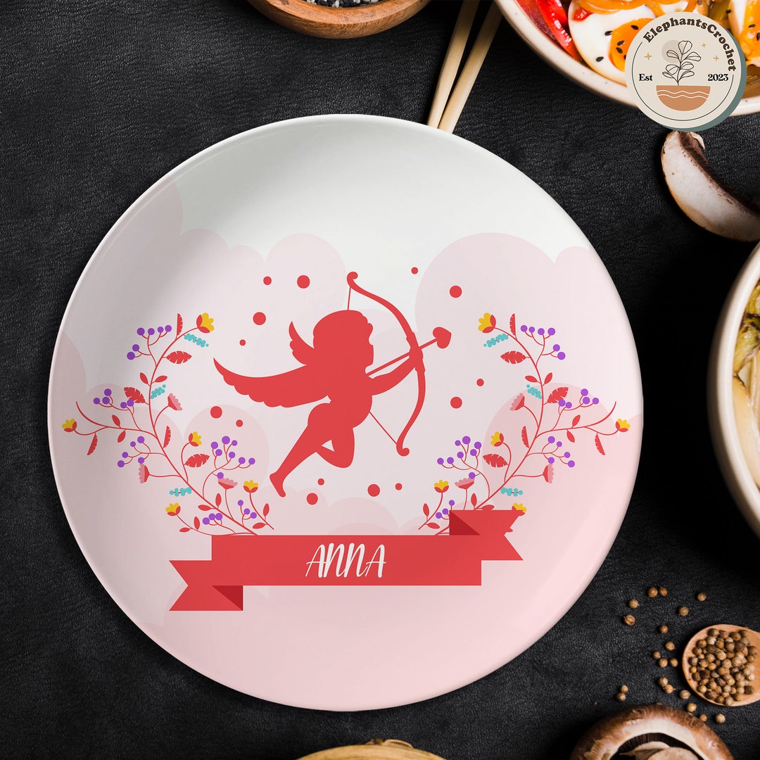 Personalized Cute Angle Plate Custom Dinner Plates Custom Name Serving ...