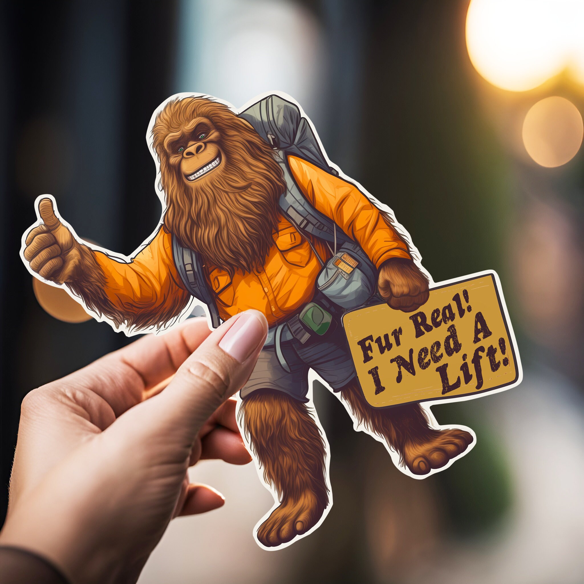 Bigfoot Hitchhiking Sticker, Bigfoot Sticker, Funny Bigfoot Sticker ...