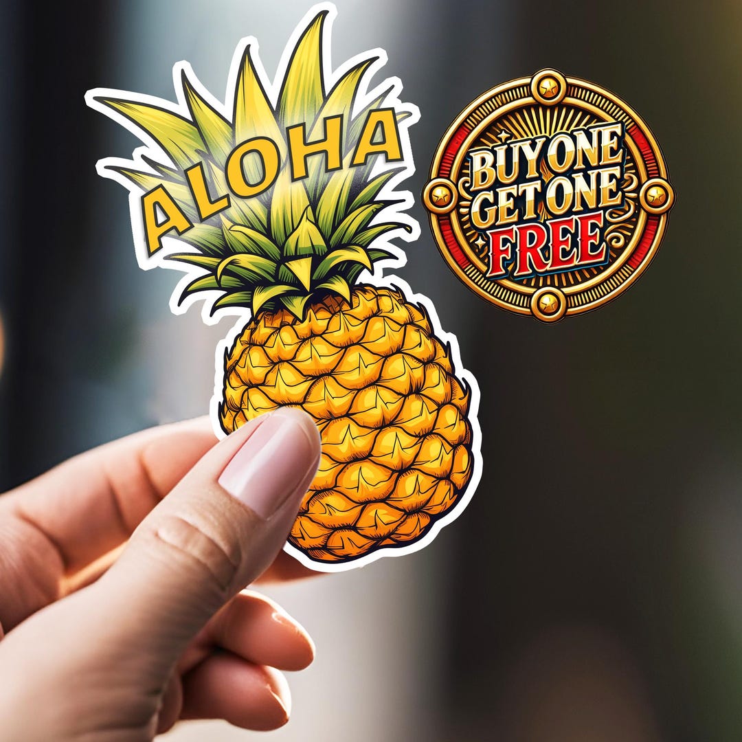 Aloha Pineapple Sticker, Aloha Sticker, Hawaiian Sticker, Hawaii ...