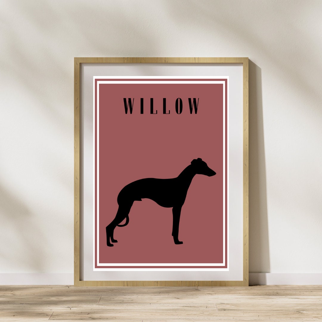 Digital Download Custom Dog Name Poster, Whippet Print, Whippet Dog ...