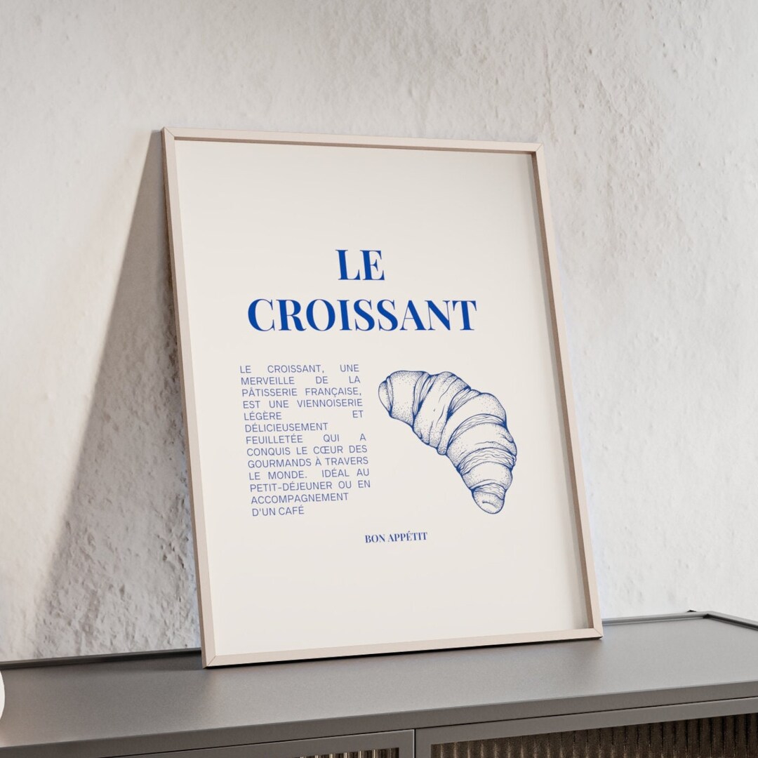 Croissant Poster French Gift Housewarming Poster Croissant Framed Print ...