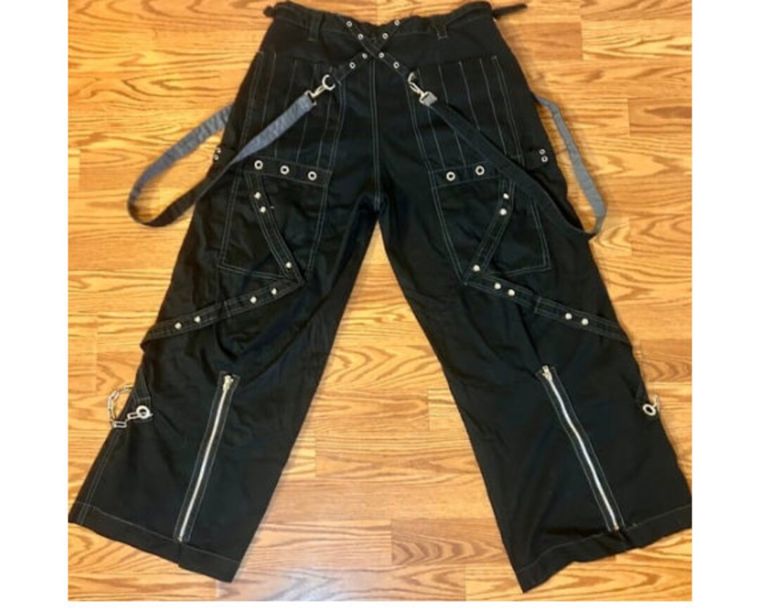 Vintage Y2K Black Wide Leg Tripp NYC Pants Bondage Goth Emo Rave Dark ...