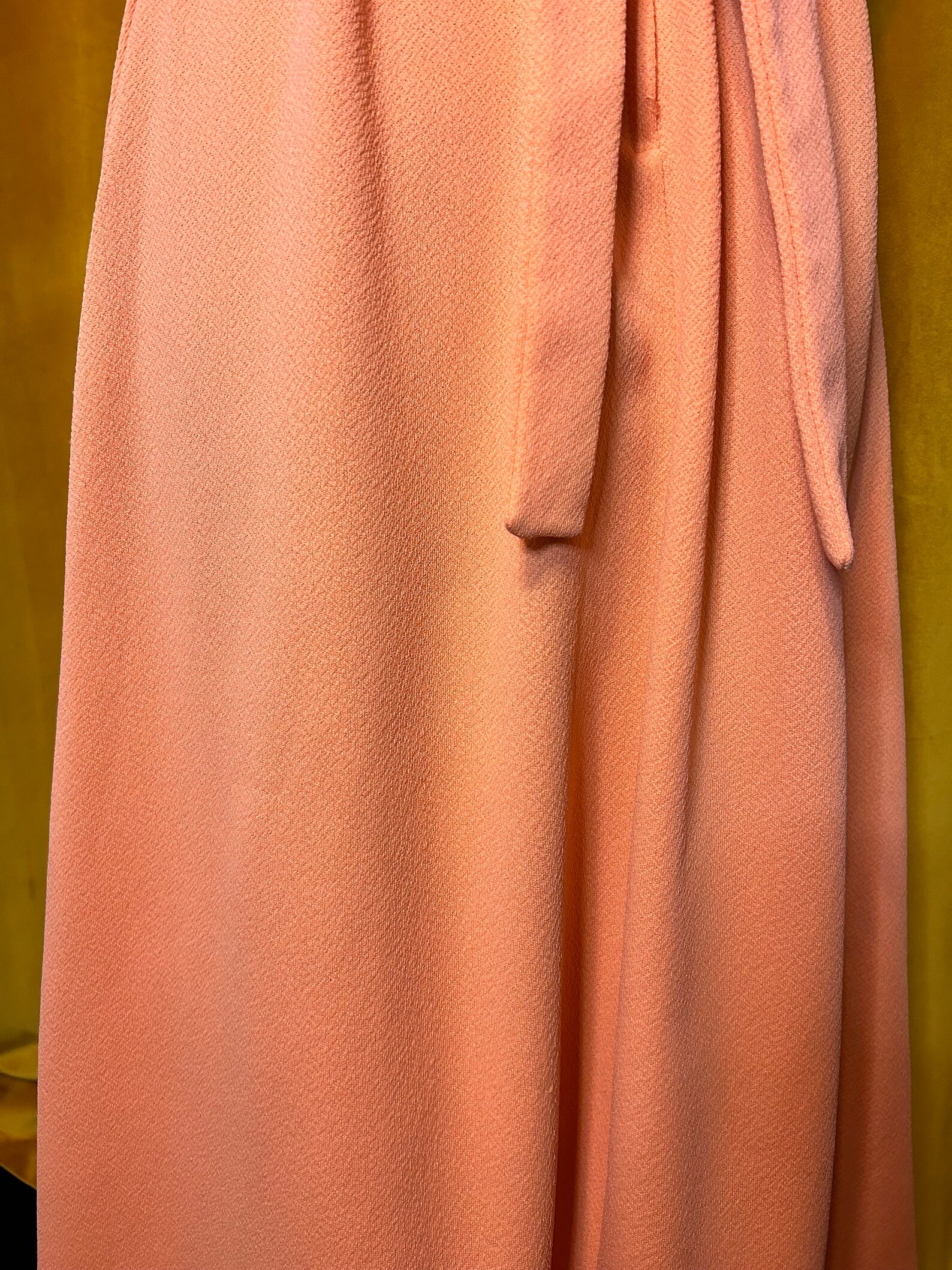 Vintage 60s 70s Peach Prairie Dress Short Sleeve Floor Length Puff ...