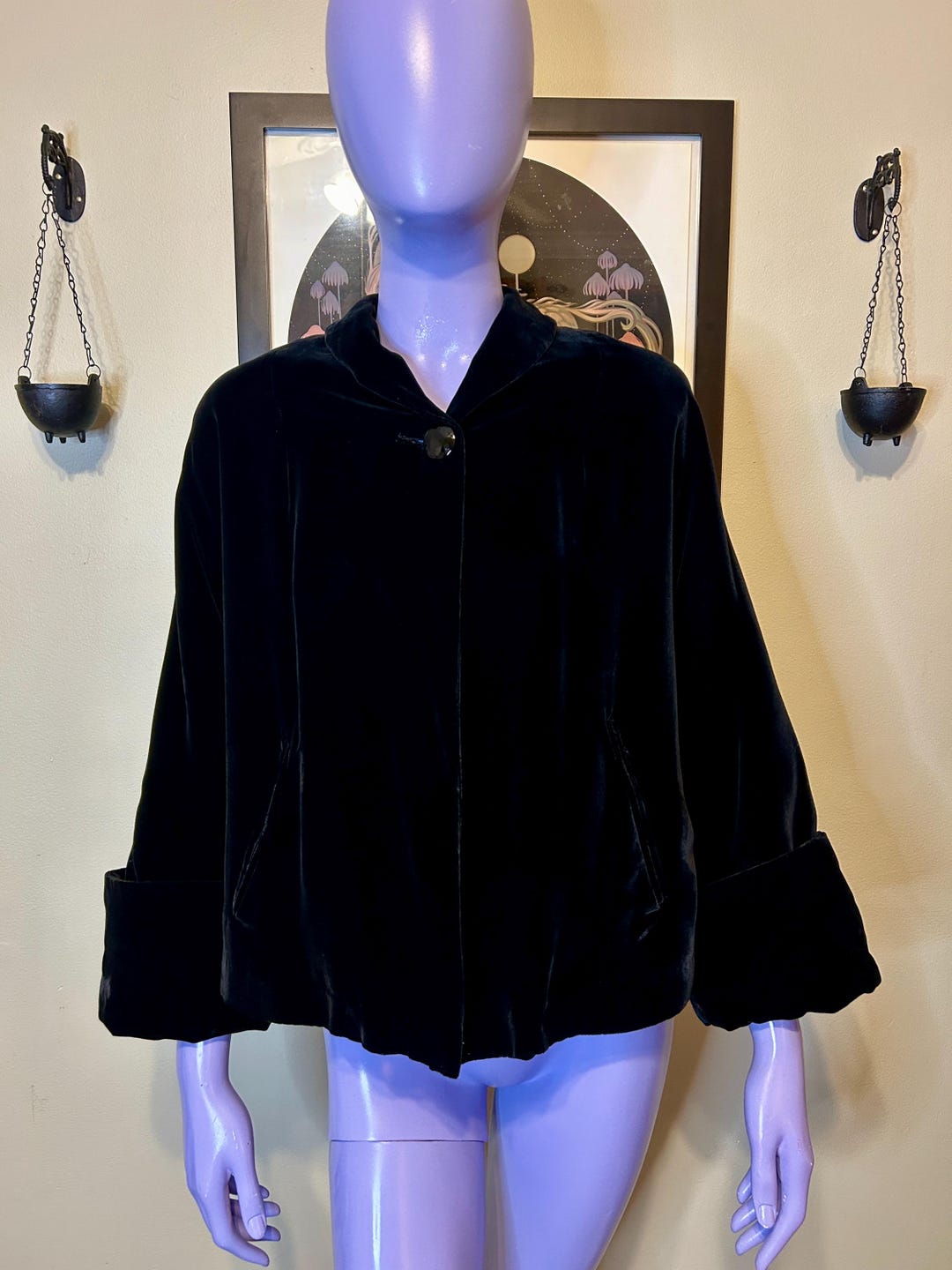 Vintage 50s / 60s Black Velvet Short Swing Coat - Etsy
