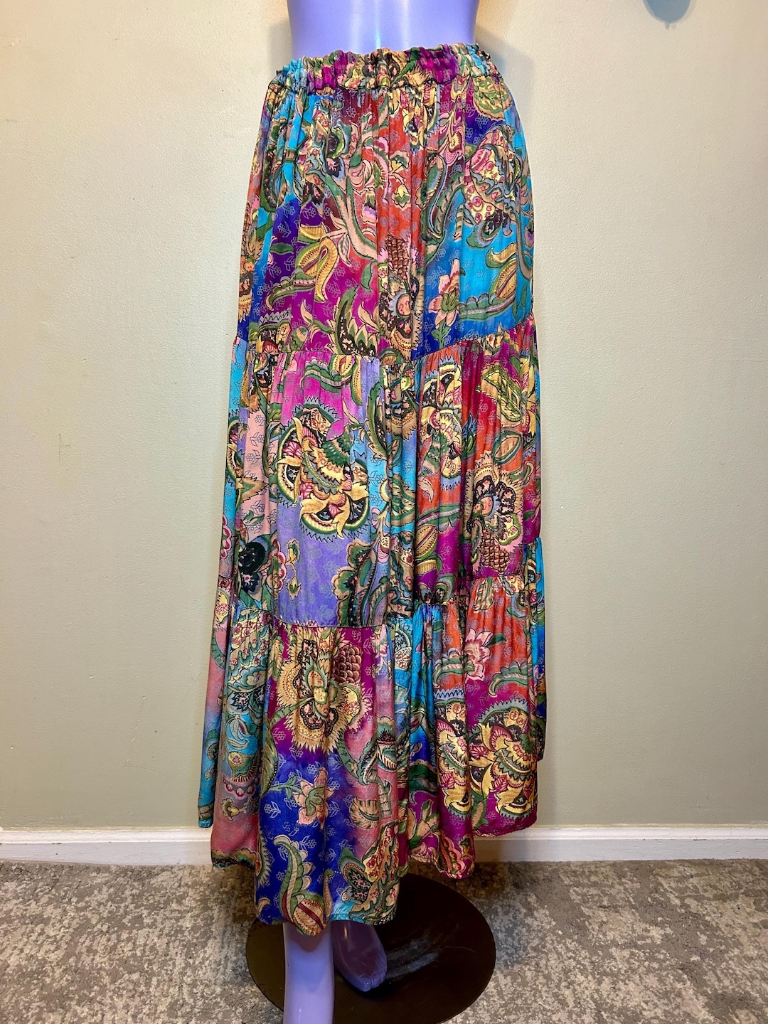 Vintage Adini Boho Maxi Skirt – 90s Tiered Festival Skirt, Bright ...