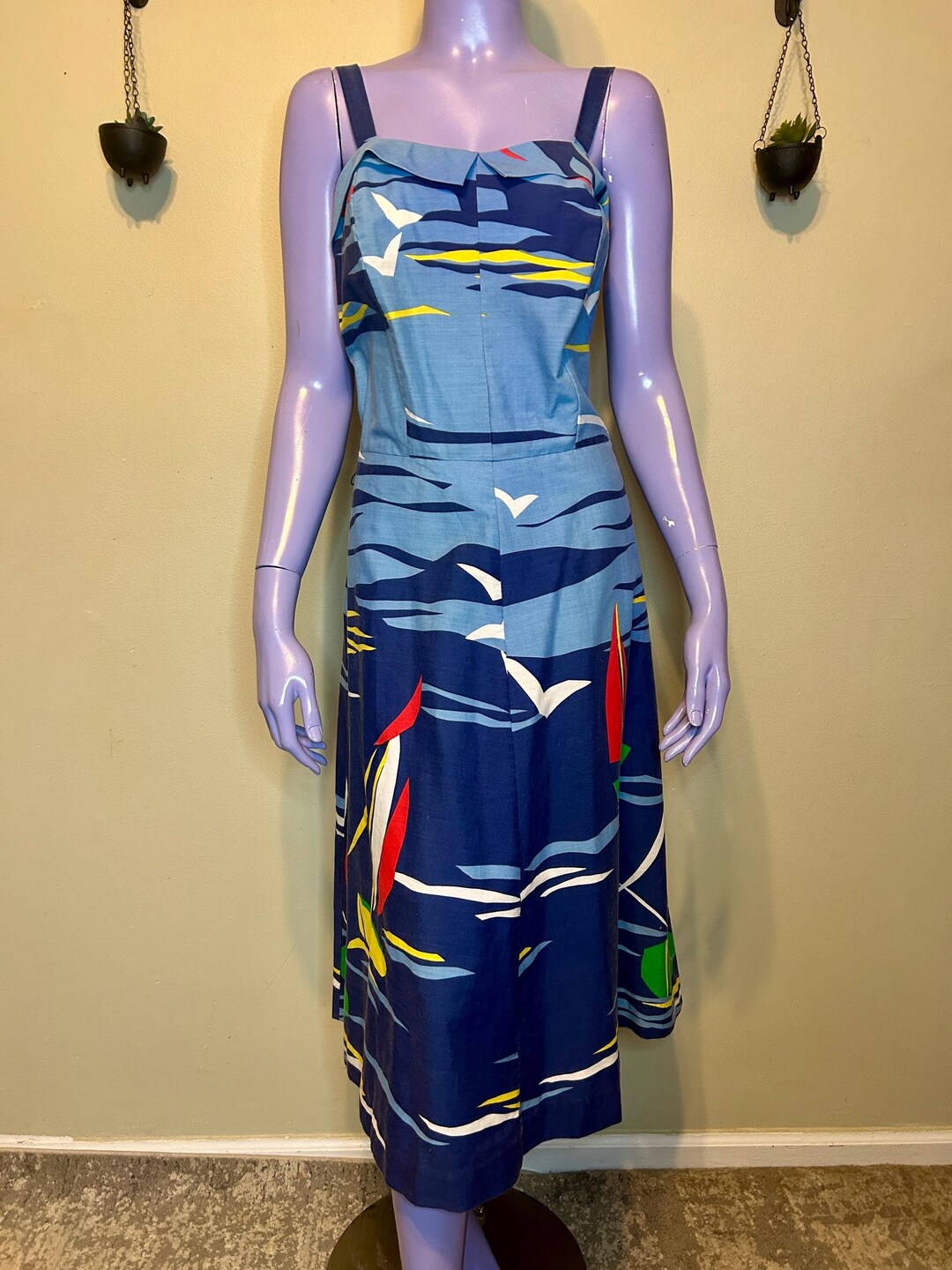 Vintage 1970s Clubhouse by CEB Nautical Sundress Sailboat Print ...