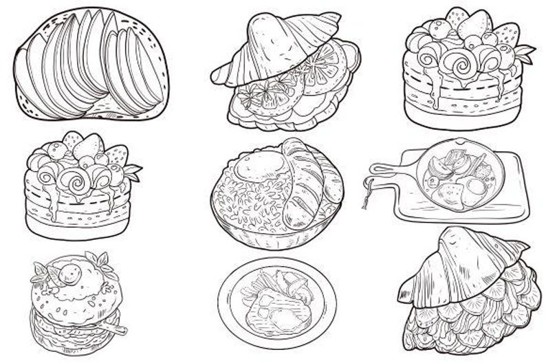 Food Outline / Coloring Practice - Etsy