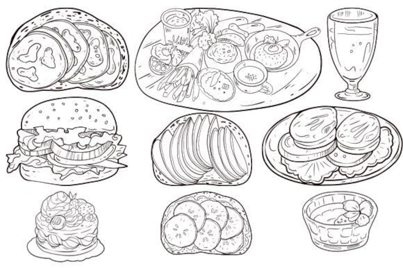 Food Outline / Coloring Practice - Etsy