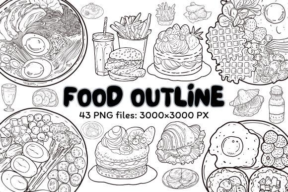 Food Outline / Coloring Practice - Etsy