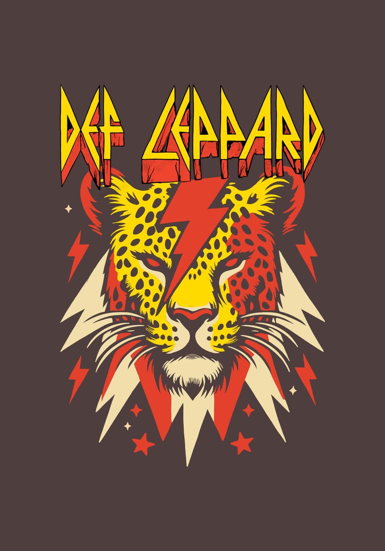 Hand Drawn Def Leppard Rock Music 80s Rock Sublimation DTF Download Png ...
